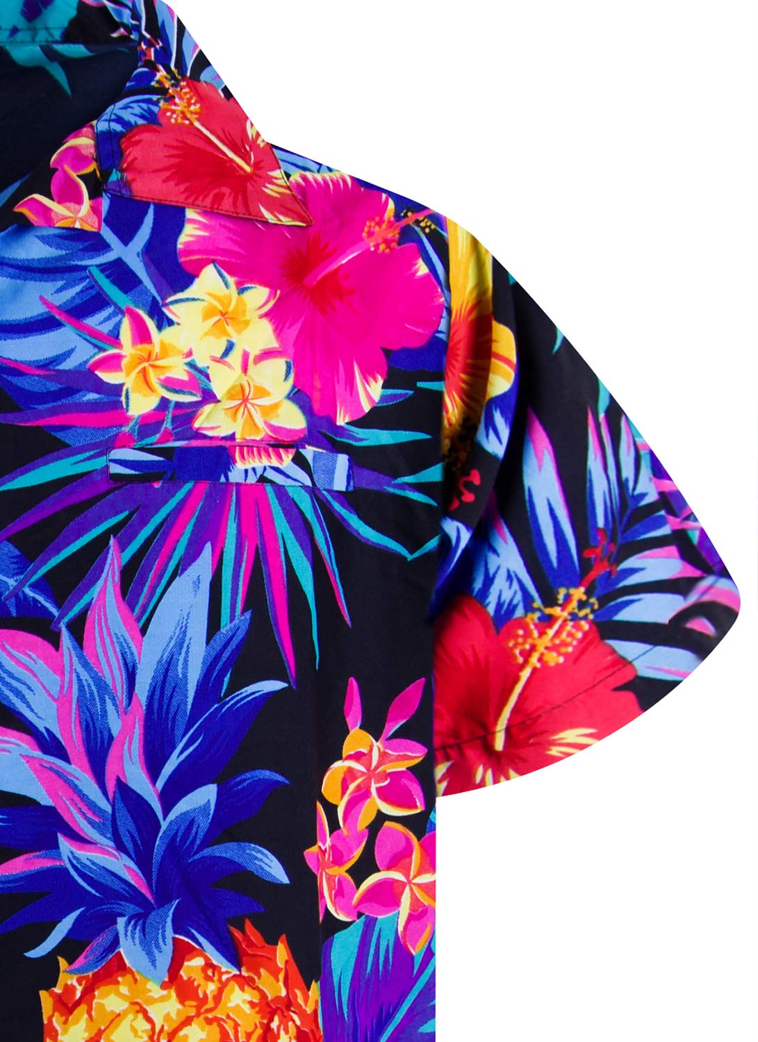KING KAMEHA Men's Pineapple-Desings Summer-Party-Shirts Short-Sleeve, Pineapple, Black-Blue, XXL