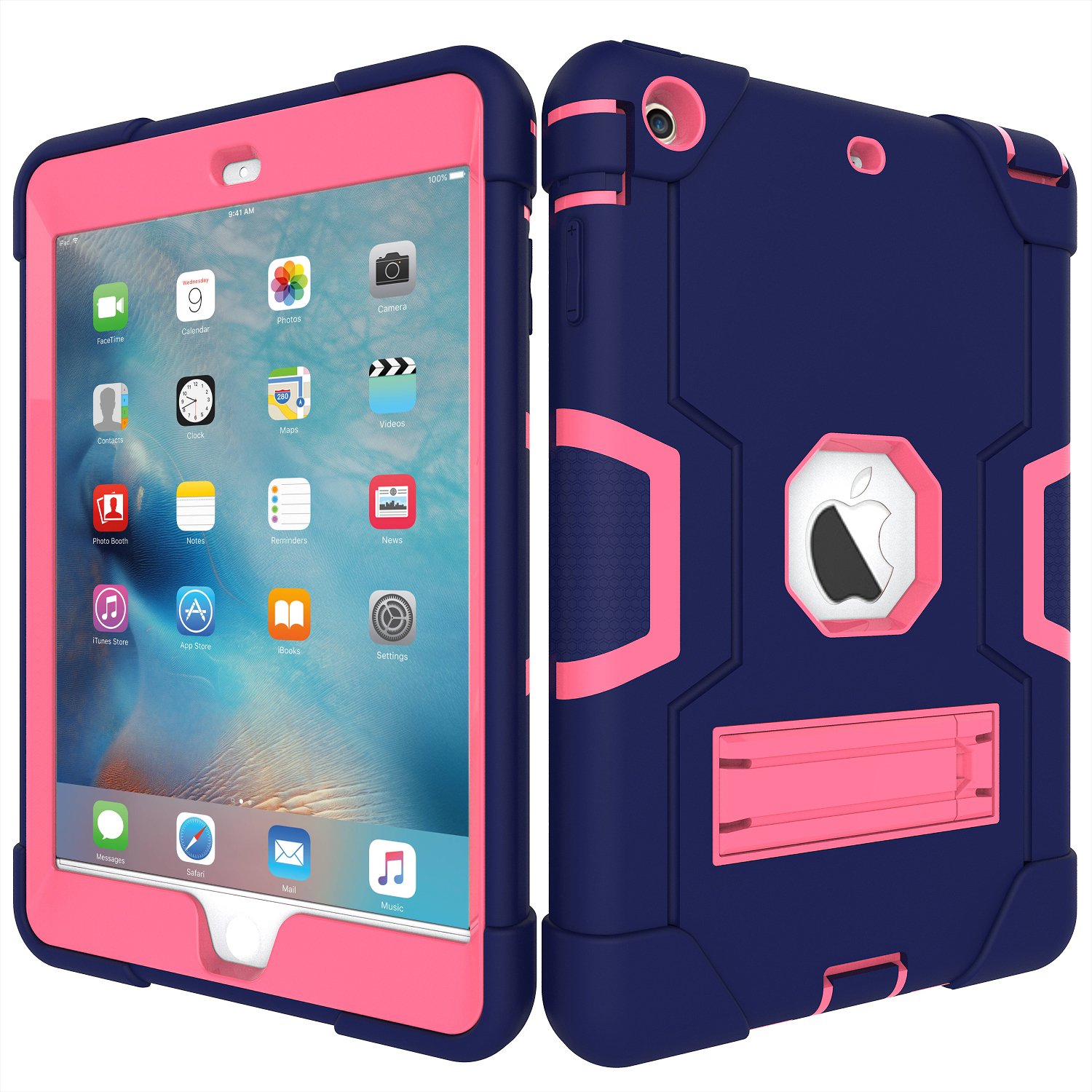 CaseHaven iPad Mini Case (Rugged Kickstand Series, Shockproof, Heavy Duty, Hybrid Three Layer Armor Defender) for iPad Mini 3 - Pink