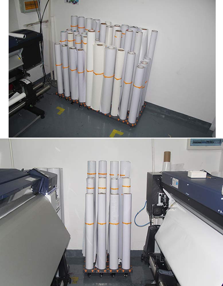 Vinyl Roll Storage Rack Holder Material Rolling Floor Rack - 16 Spindles, 2 Inch Core