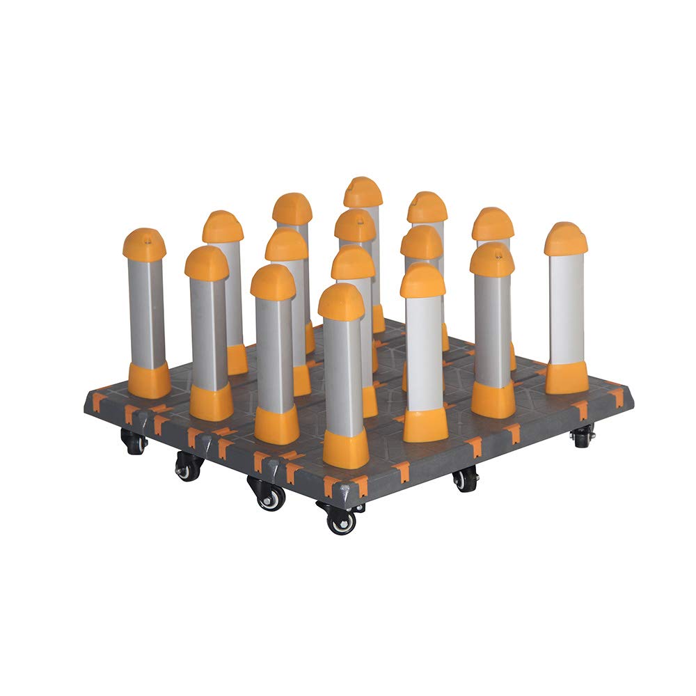 Vinyl Roll Storage Rack Holder Material Rolling Floor Rack - 16 Spindles, 2 Inch Core