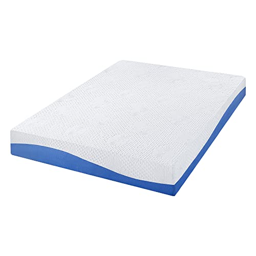 PrimaSleep Twin Mattress, 10 Inch Gel Memory Foam Mattress, Gel Infused for Comfort and Pressure Relief, CertiPUR-US Certified, Bed-in-a-Box, Medium Firm, Blue, Twin Size