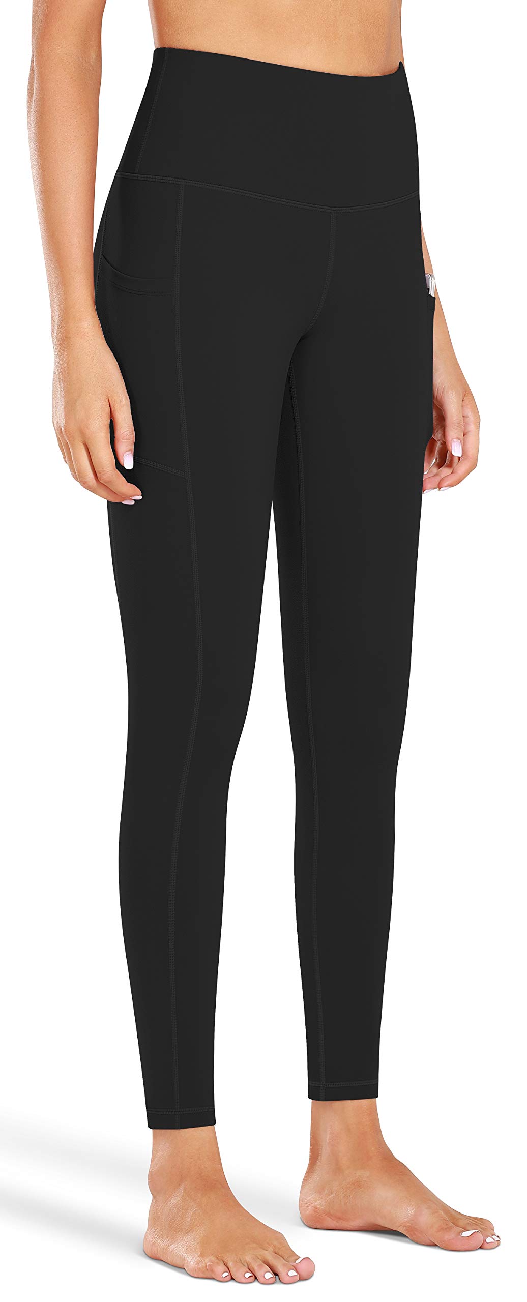 Fengbay High Waist Yoga Pants, Pocket Yoga Pants Tummy Control Workout Running 4 Way Stretch Yoga Leggings Black