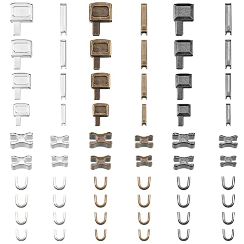 Metal Zipper Head Slider, 4 Sizes Zipper Bottom Sliders Retainer Insertion Pin in 3 Colors, Zipper Stopper Repair Tool Kit for Coats Jacket DIY Sewing Replacement, Size of 3/5/8/10 (60 Pieces)