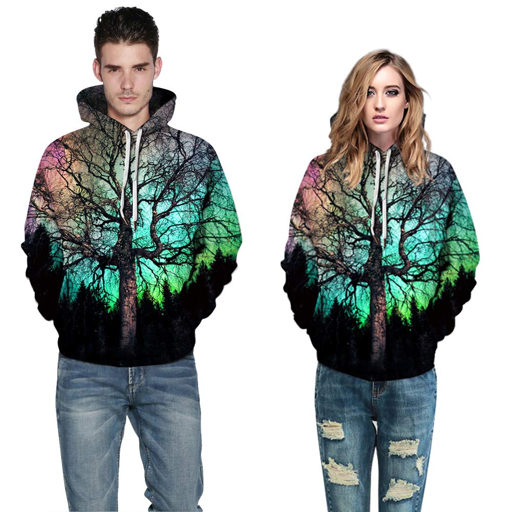 OWMMIZ Unisex Novelty Hoodies 3D Print Graphic Hooded Pullover Sweatshirt Pocket XX-Large-3X-Large Black Green