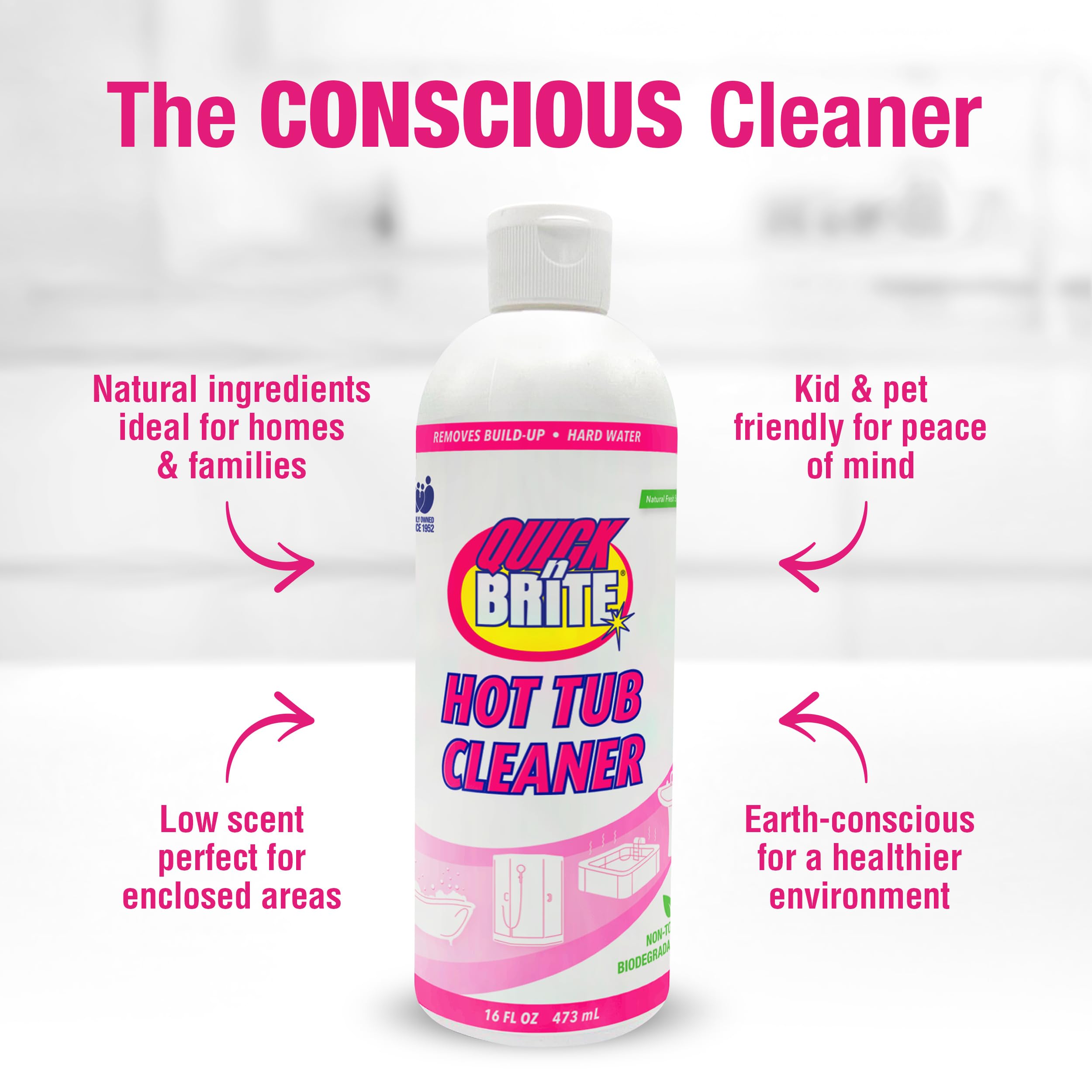 Quick N Brite Heavy Duty Hot Tub Cleaner Kit - Non-abrasive Cleaning Gel with Sponge and Cloth, 16 oz. (Packaging May Vary)