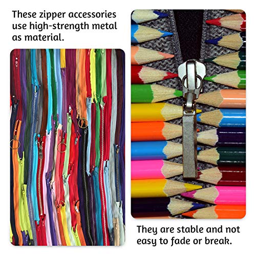 Metal Zipper Head Slider, 4 Sizes Zipper Bottom Sliders Retainer Insertion Pin in 3 Colors, Zipper Stopper Repair Tool Kit for Coats Jacket DIY Sewing Replacement, Size of 3/5/8/10 (60 Pieces)