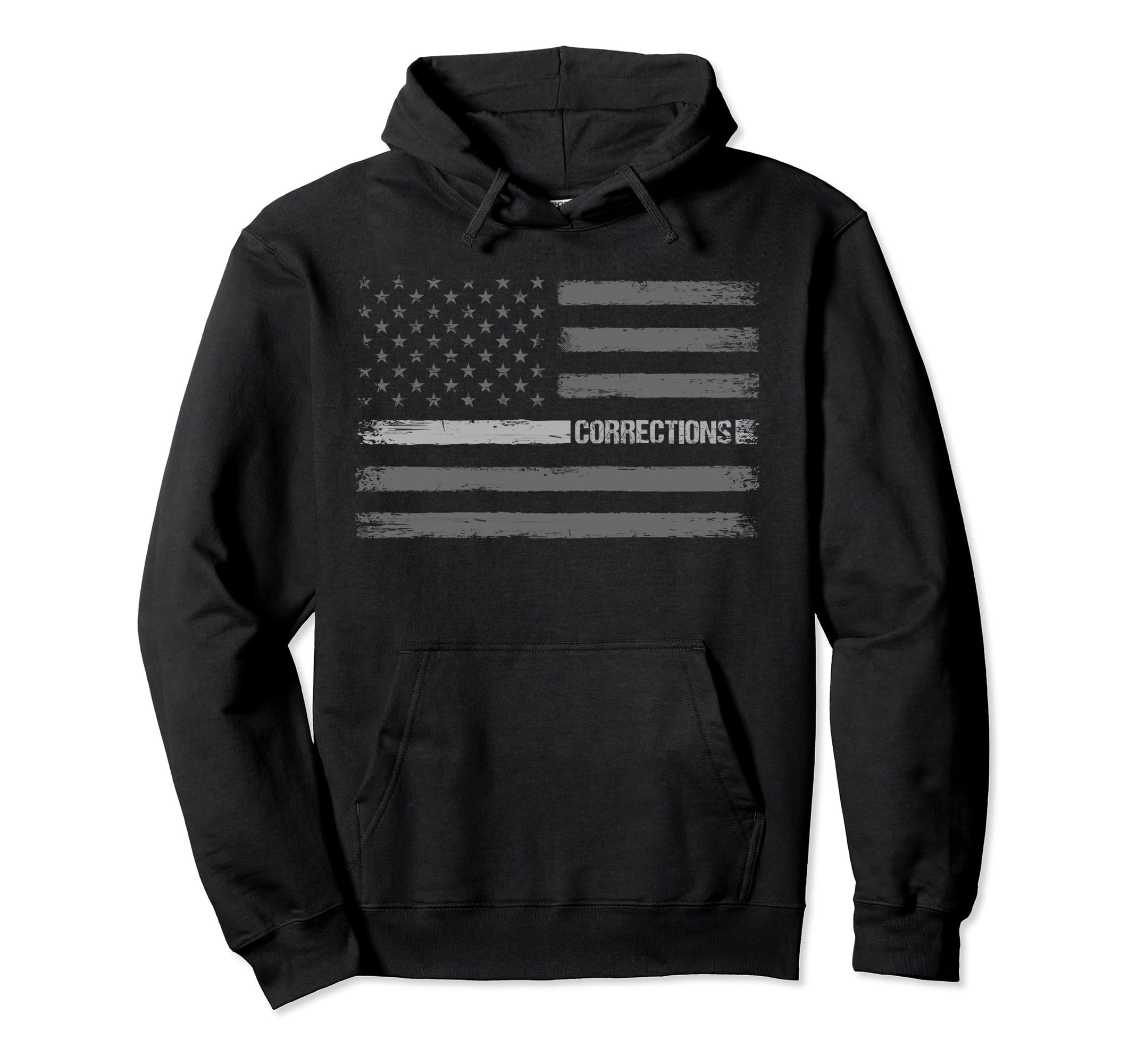 Corrections - Thin Silver Line Flag for Correctional Officer Pullover Hoodie