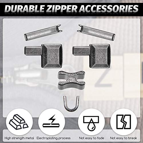 Metal Zipper Head Slider, 4 Sizes Zipper Bottom Sliders Retainer Insertion Pin in 3 Colors, Zipper Stopper Repair Tool Kit for Coats Jacket DIY Sewing Replacement, Size of 3/5/8/10 (60 Pieces)