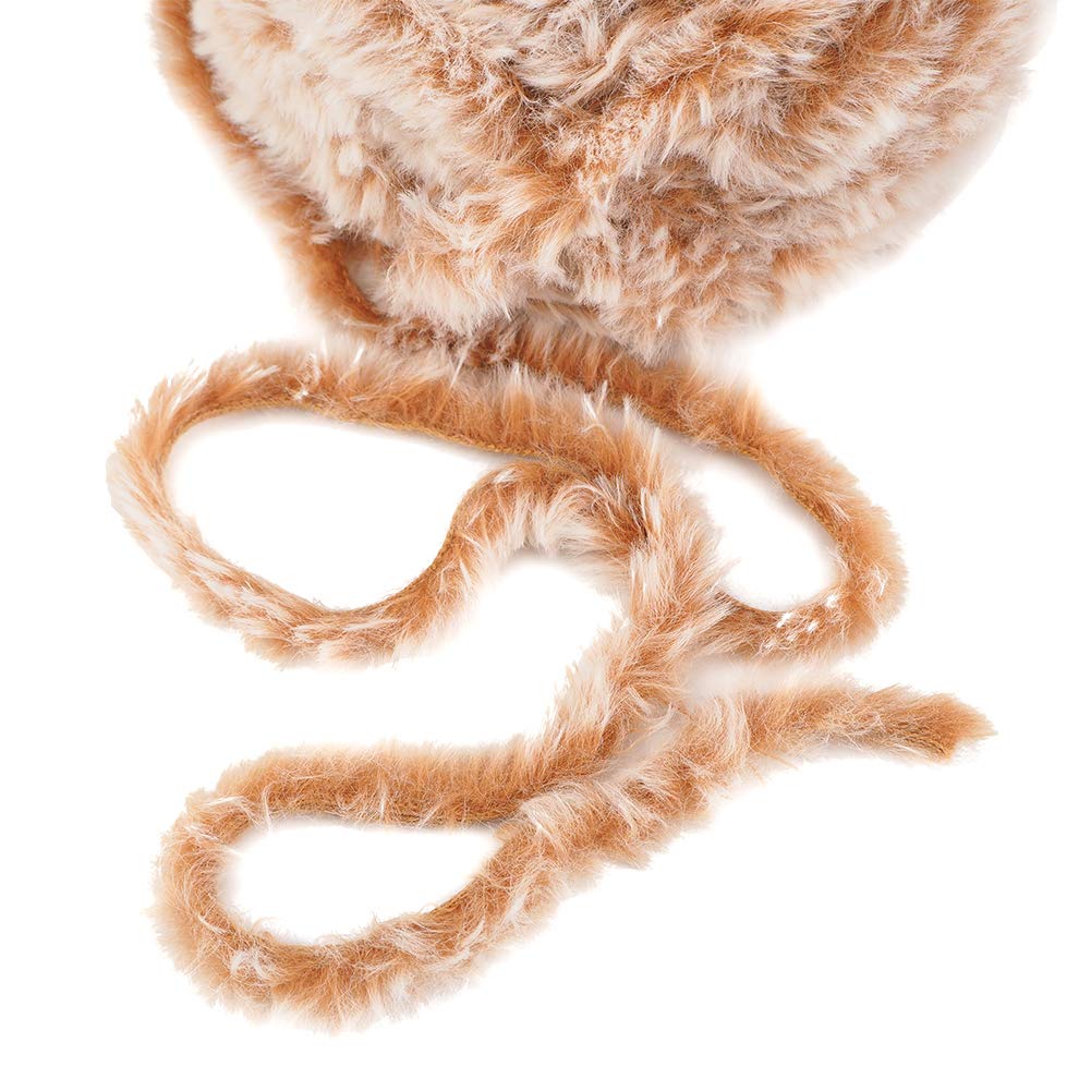 NICEEC 2 Skeins Super Soft Fur Yarn Chunky Fluffy Faux Fur Yarn Eyelash Yarn for Crochet Knit-Total Length 2×32m(2×35yds,50g×2)-Khaki
