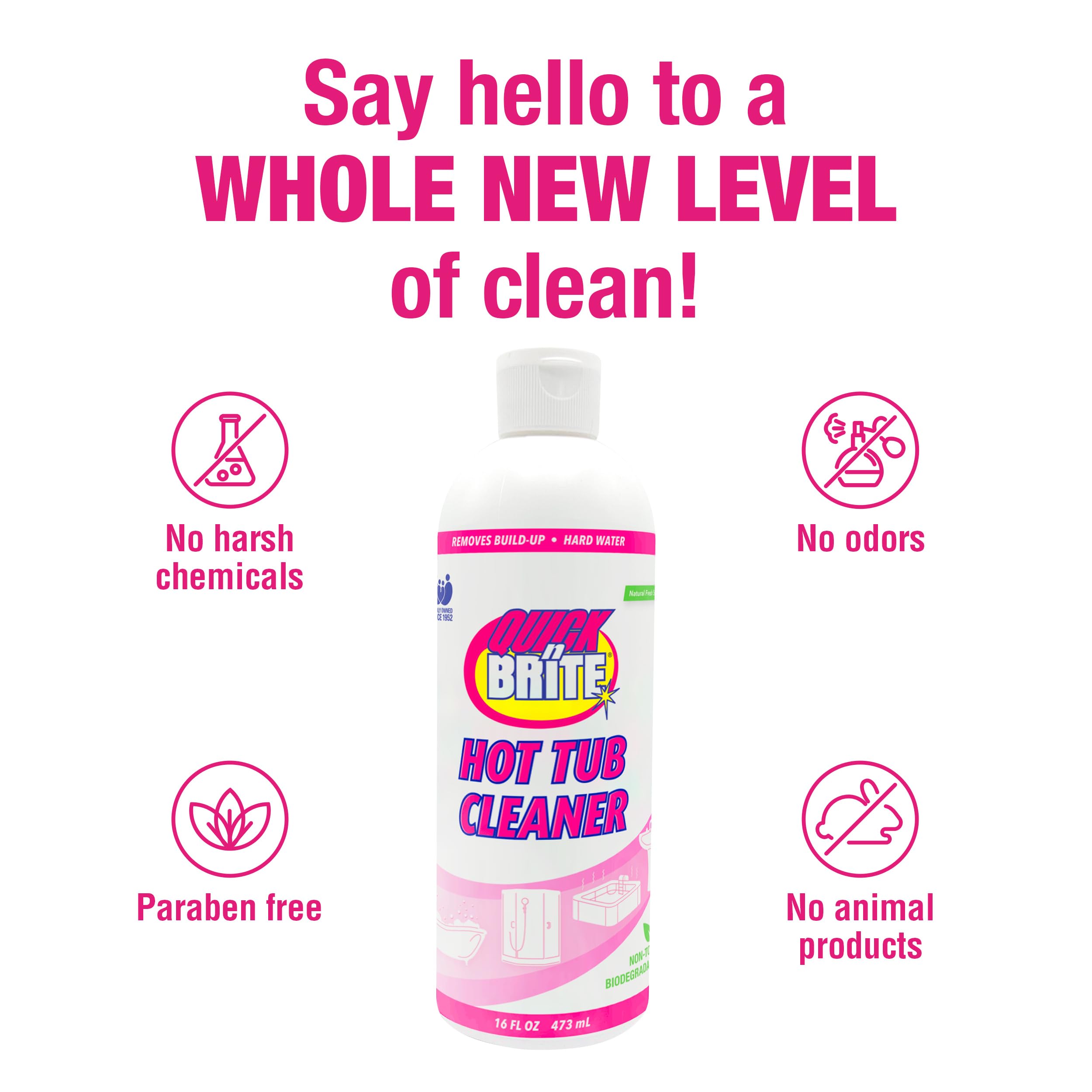 Quick N Brite Heavy Duty Hot Tub Cleaner Kit - Non-abrasive Cleaning Gel with Sponge and Cloth, 16 oz. (Packaging May Vary)