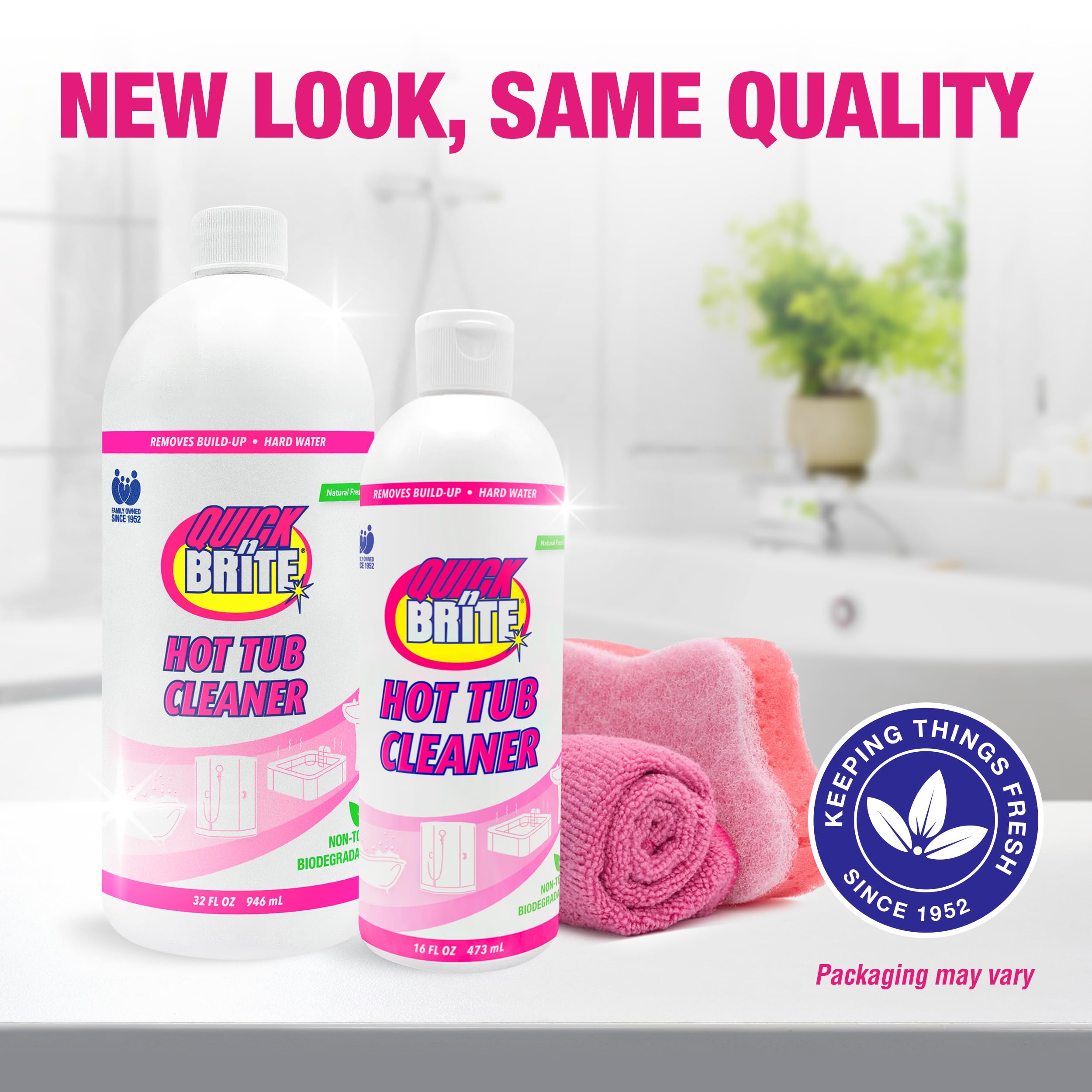 Quick N Brite Heavy Duty Hot Tub Cleaner Kit - Non-abrasive Cleaning Gel with Sponge and Cloth, 16 oz. (Packaging May Vary)