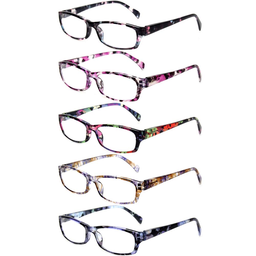 NORPERWIS Reading Glasses 5 Pairs Stylish Color Readers Fashion Glasses for Reading Men & Women (5 Pack Mix Color, 3.00)