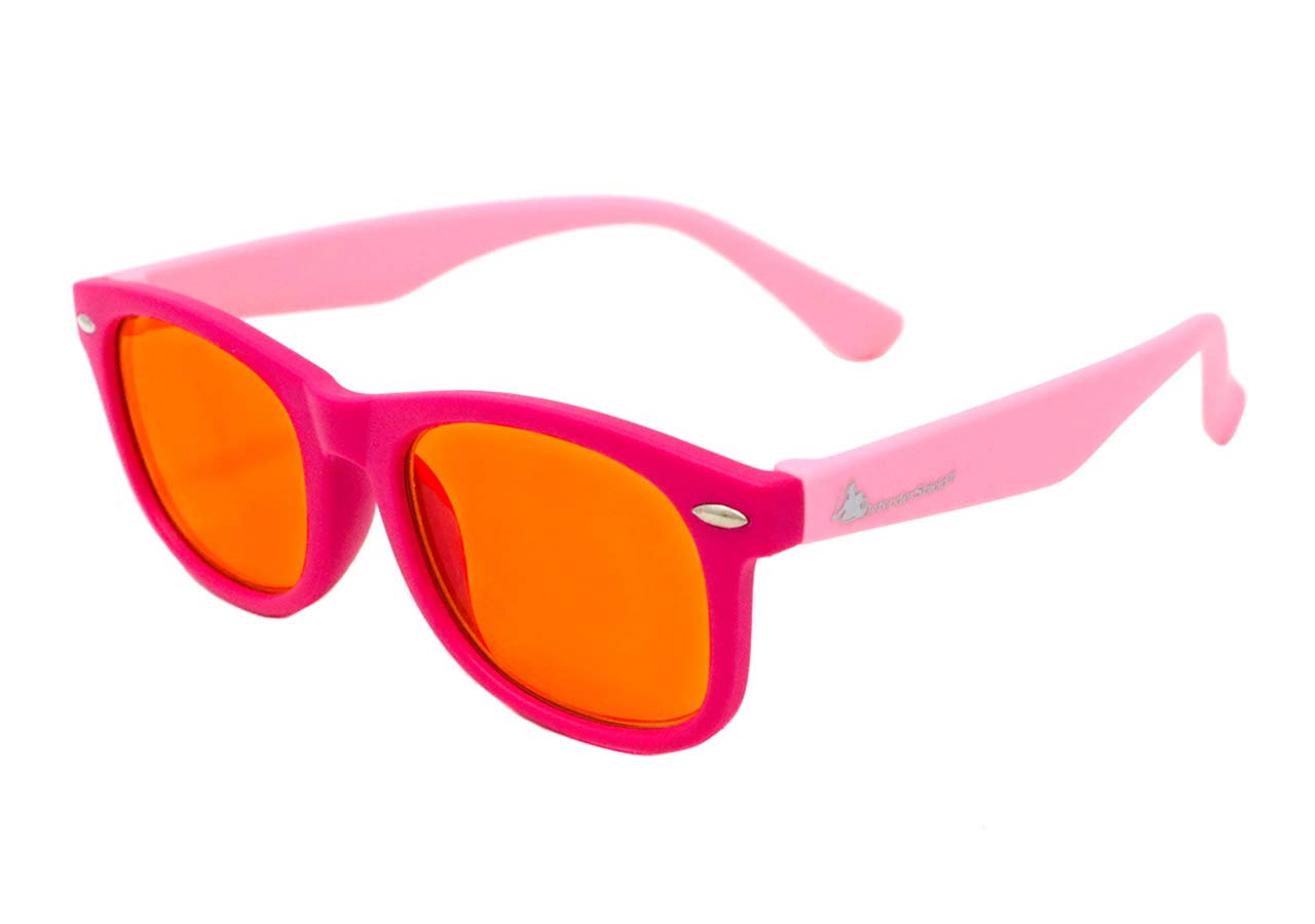 DefenderShield Kids Blue Light Blocking Glasses for Computer, Mobile, Video Games, Gaming (Pink, Orange)