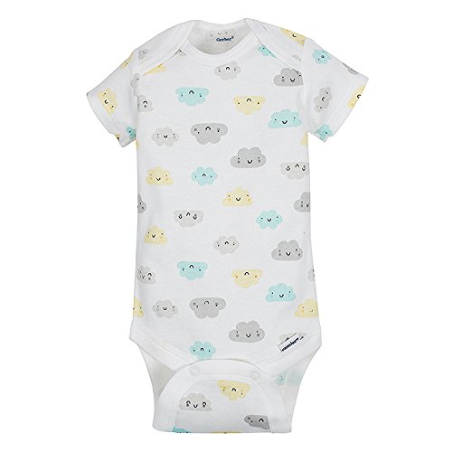 Gerber Unisex Baby 5-Pack Short Sleeve Variety Onesies Bodysuits Clouds 3-6 Months