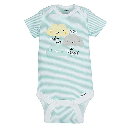 Gerber Unisex Baby 5-Pack Short Sleeve Variety Onesies Bodysuits Clouds 3-6 Months