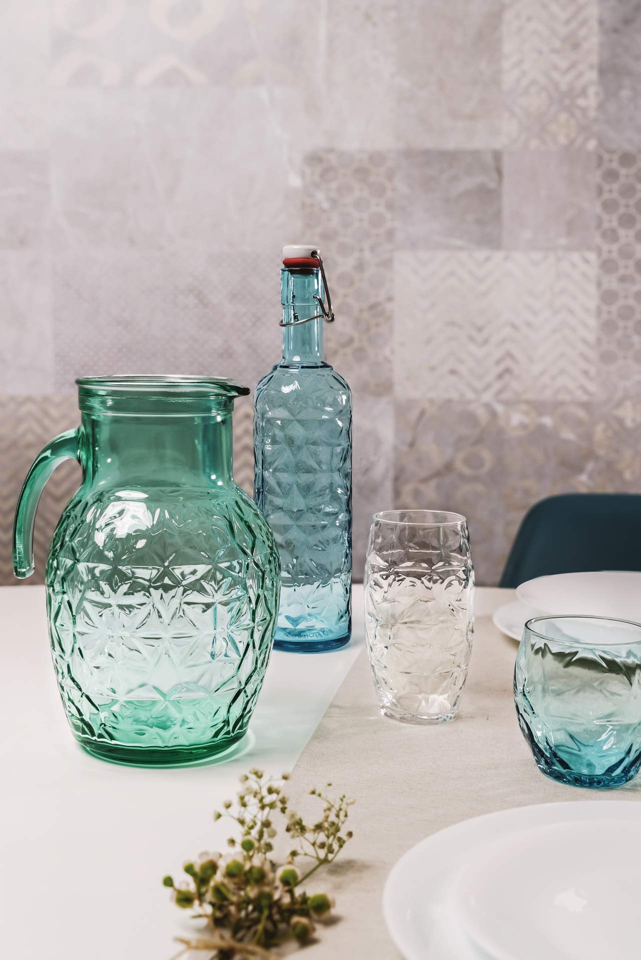 Bormioli Rocco Oriente Bottle, Set of 6, Cool Blue