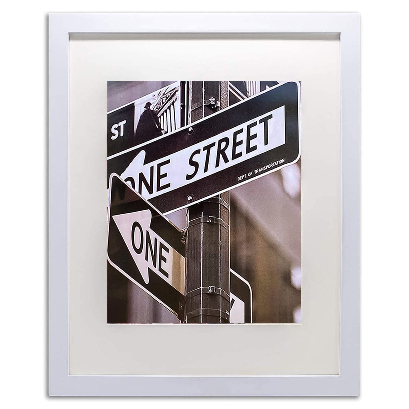 The Display Guys 16x20 White Picture Frame - Solid Pine Wood, Tempered Glass, matted for 11x14 Photo + Collage Mat Board for 4-5x7 Photo