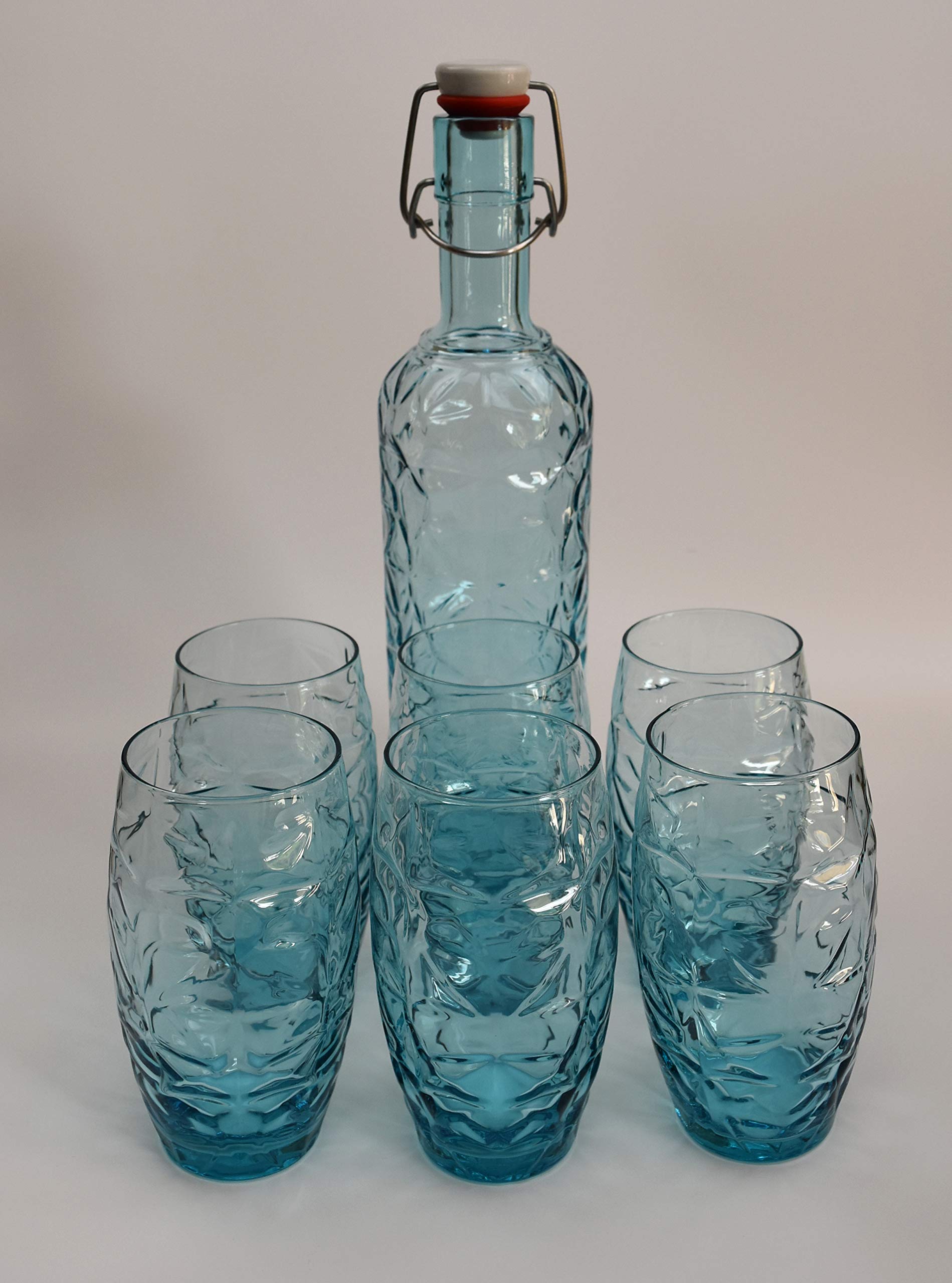 Bormioli Rocco Oriente Bottle, Set of 6, Cool Blue