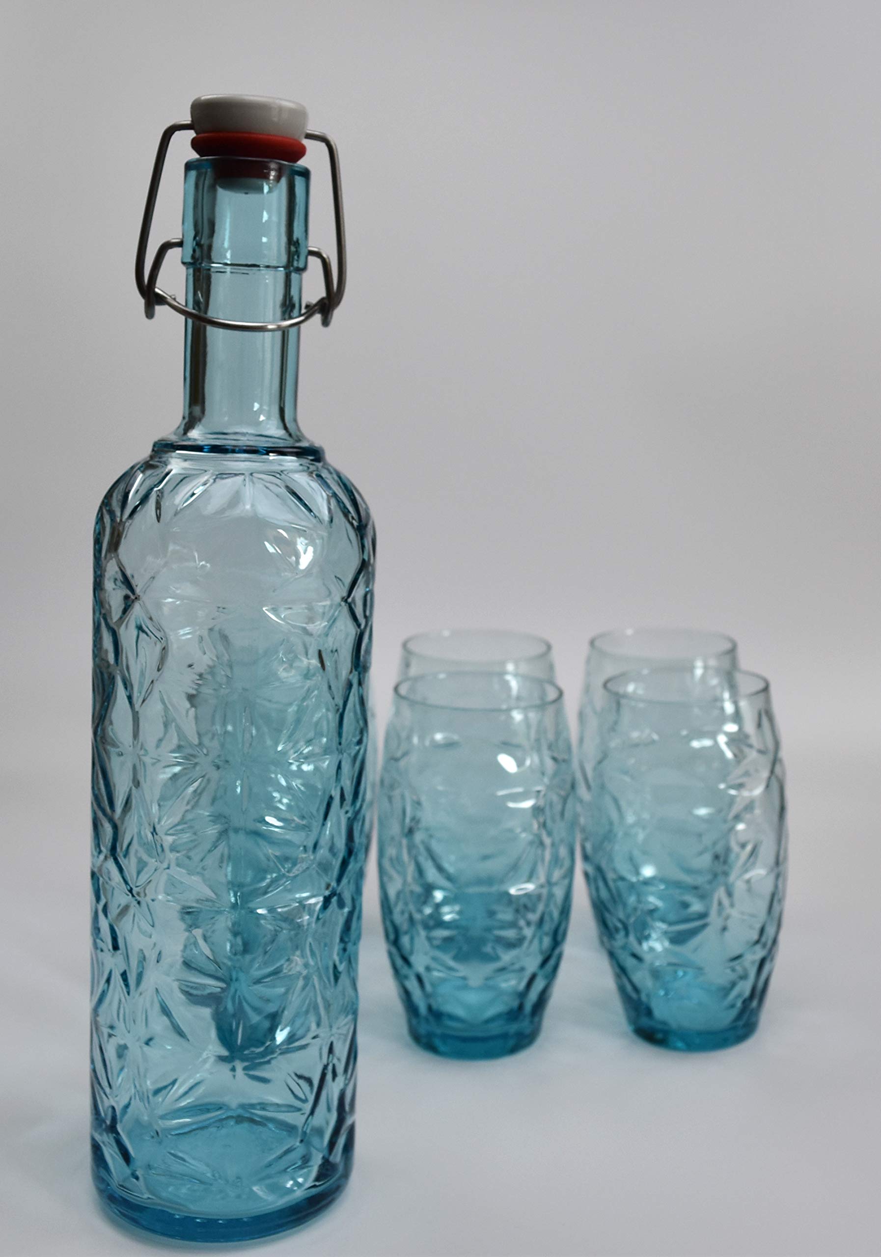Bormioli Rocco Oriente Bottle, Set of 6, Cool Blue