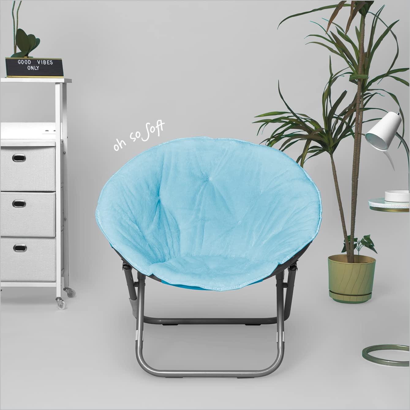 Urban Lifestyle Faux Fur Saucer Chair, Light Blue