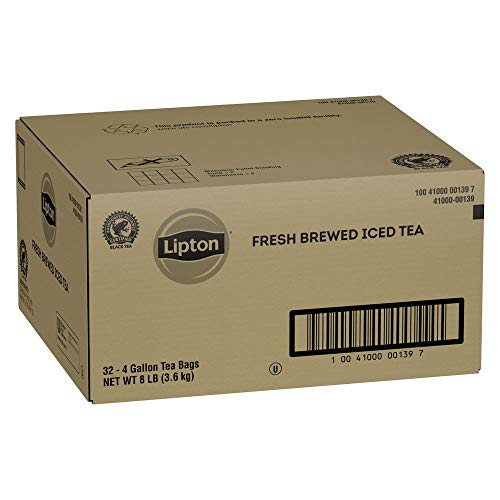 Lipton Iced Tea Bags, Black Tea, Unsweetened, Makes 4 Gallons, 4 Gallon-Sized Tea Bags(Pack of 32)