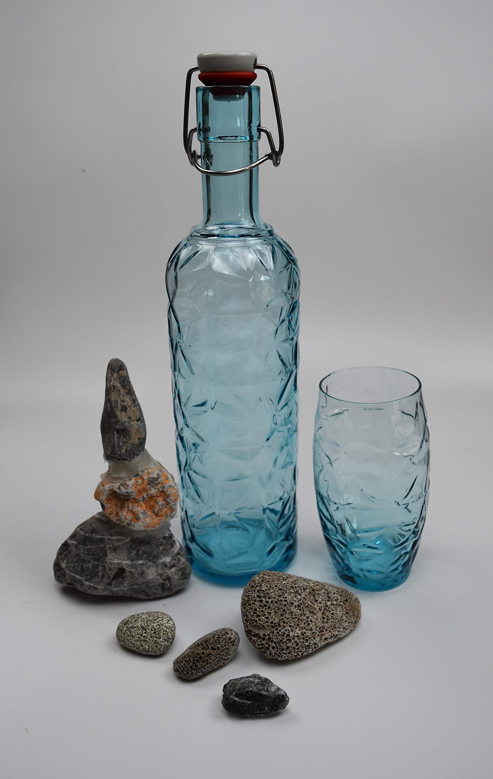 Bormioli Rocco Oriente Bottle, Set of 6, Cool Blue