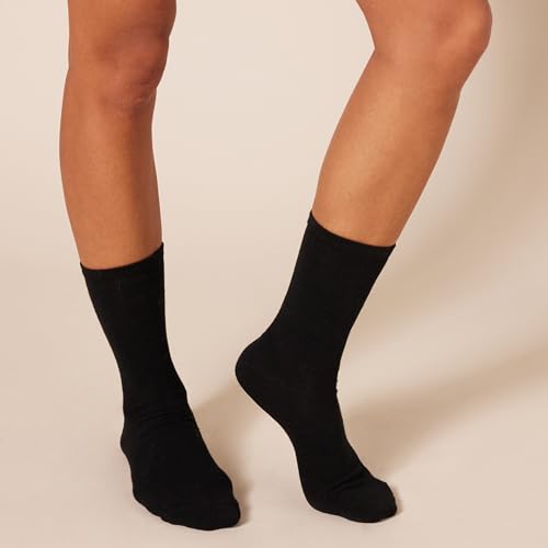 Amazon Essentials Women's Casual Crew Socks, 6 Pairs, Black, 8-12