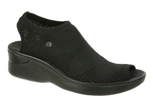 Bzees Women's Secret Wedge Sandal, Black Knit, 8 Wide US