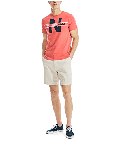 Nautica mens Short Sleeve 100% Cotton Classic Logo-series Graphic-tee Polo Shirt, Sailor Red, Large US