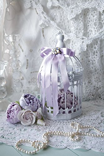 Ribest 1/4 inch 50 Yards Solid Double Face Satin Ribbon Per Roll for DIY Hair Accessories Scrapbooking Gift Packaging Party Decoration Wedding Flowers Lilac Mist