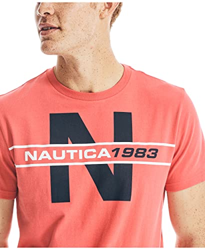 Nautica mens Short Sleeve 100% Cotton Classic Logo-series Graphic-tee Polo Shirt, Sailor Red, Large US
