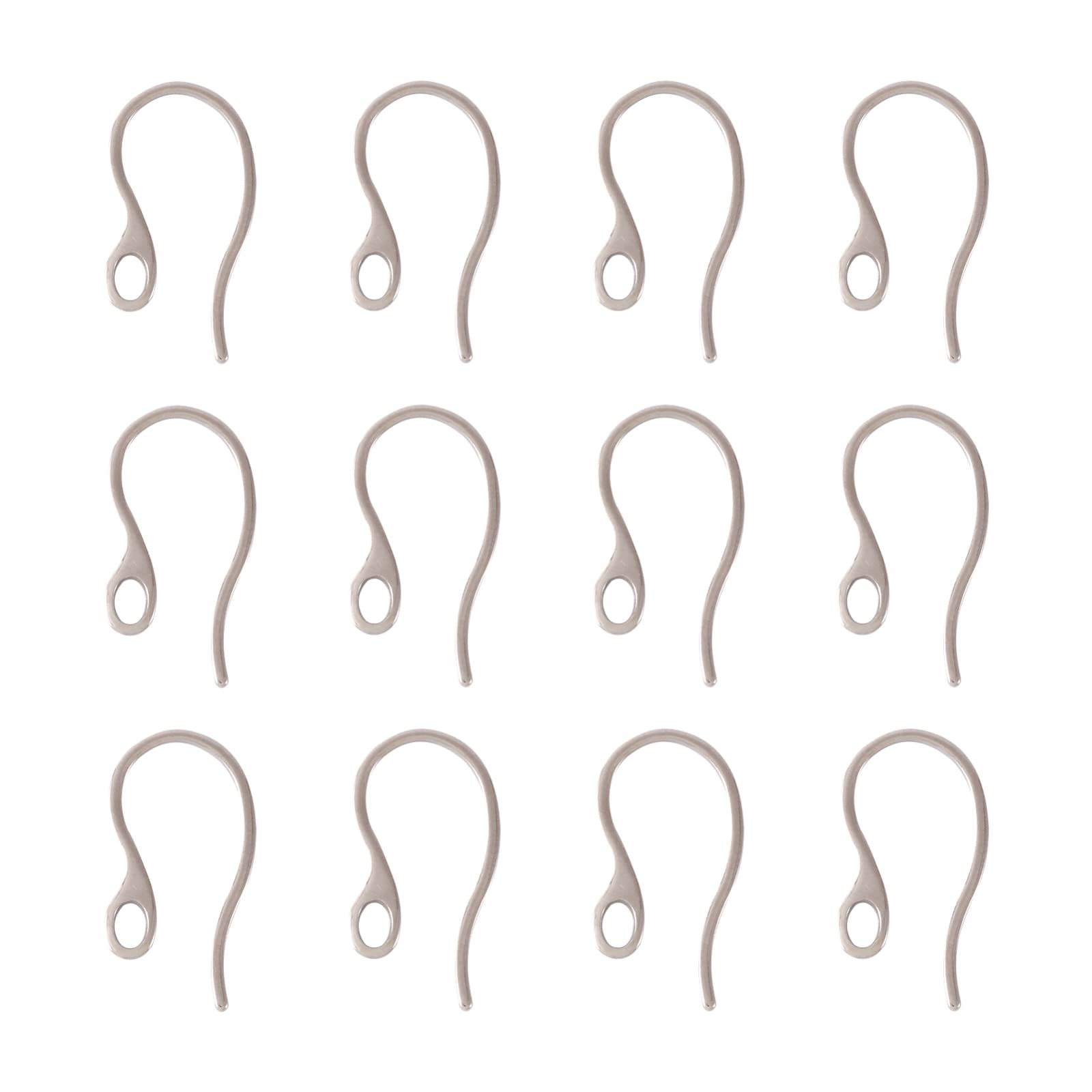Pandahall 100pcs 304 Stainless Steel Earring Hooks 21.5x11x1mm with Loop Hole Ear Wire Findings for DIY Jewelry Making