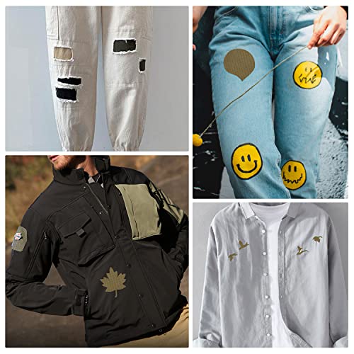 KING MOUNTAIN 20 PCS Cotton Fabric Clothes Pants Iron-on Patches,Super Glue,Inside&Outside Repair Decoration DIY Cotton Clothes Patches Kit, 3" x 4-1/4" (7.5 cm x 10.5 cm)