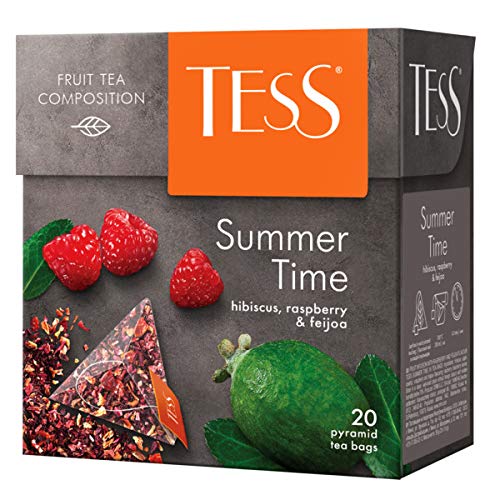 Tess Summer Time Fruit Tea Composition Hibiscus, Raspberry and Feijoa Leaf Tea in 20 Pyramid Sachets