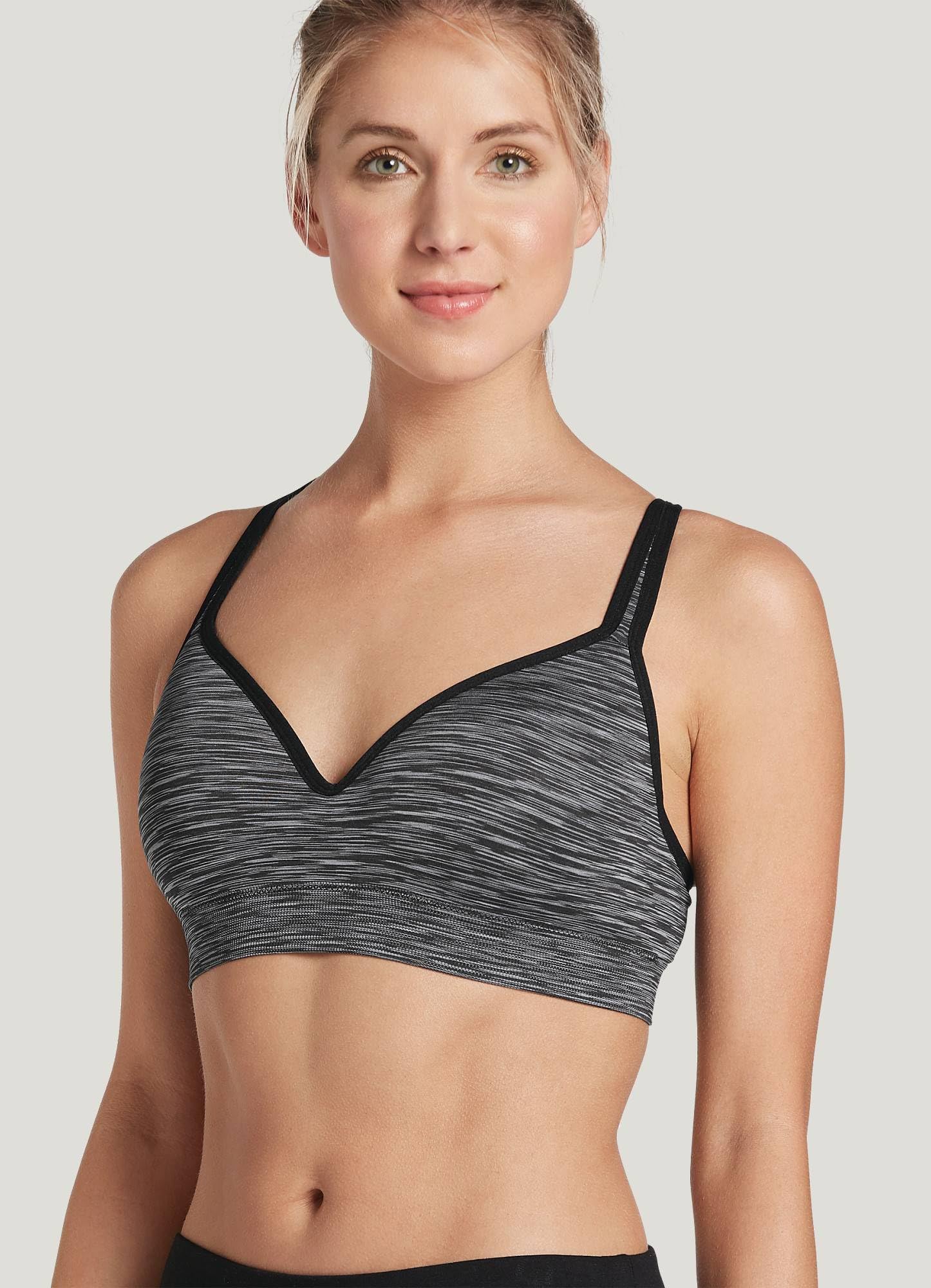 Jockey Women's Bra Mid Impact Multi-Way Molded Cup Sports Bra, Black, M