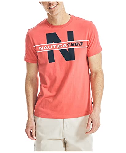 Nautica mens Short Sleeve 100% Cotton Classic Logo-series Graphic-tee Polo Shirt, Sailor Red, Large US