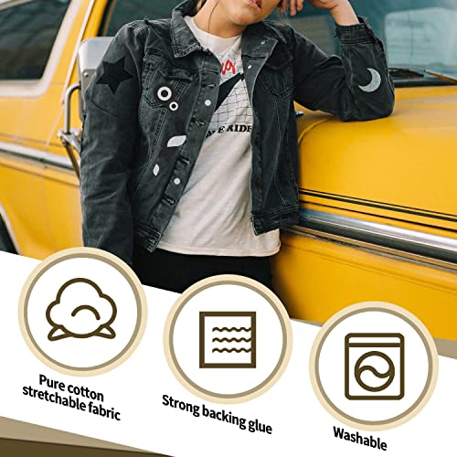 KING MOUNTAIN 20 PCS Cotton Fabric Clothes Pants Iron-on Patches,Super Glue,Inside&Outside Repair Decoration DIY Cotton Clothes Patches Kit, 3" x 4-1/4" (7.5 cm x 10.5 cm)