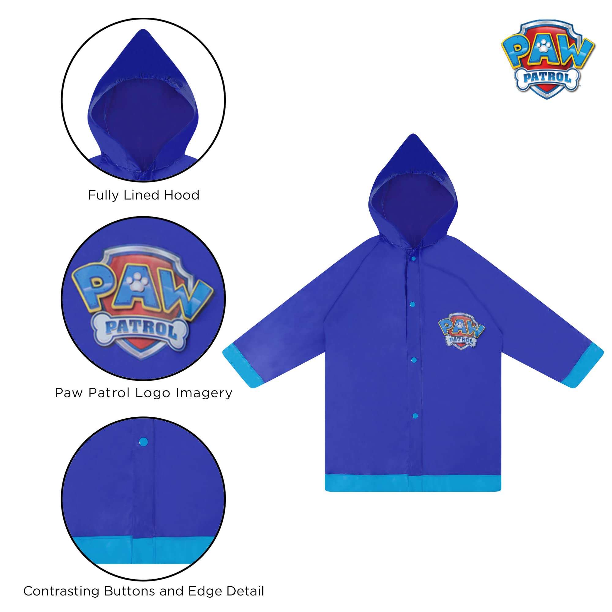 Nickelodeon Kids Umbrella and Slicker, Paw Patrol Toddler Boy Rain Wear Set, Dark Blue, AGE 4-5 US