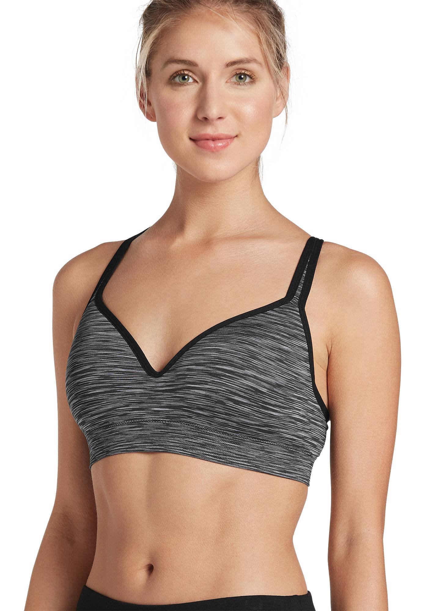 Jockey Women's Bra Mid Impact Multi-Way Molded Cup Sports Bra, Black, M