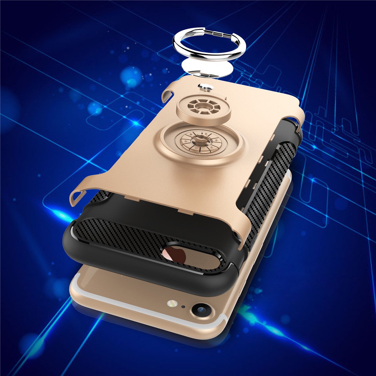 Mate 10 Pro Case, Mingwei [with 360 ° Kickstand] Rotating Ring Case [Dual Shockproof] Protection Cover Compatible with [Magnetic Car Mount] for Huawei Mate 10 Pro (Mate 10 Pro, Blue)