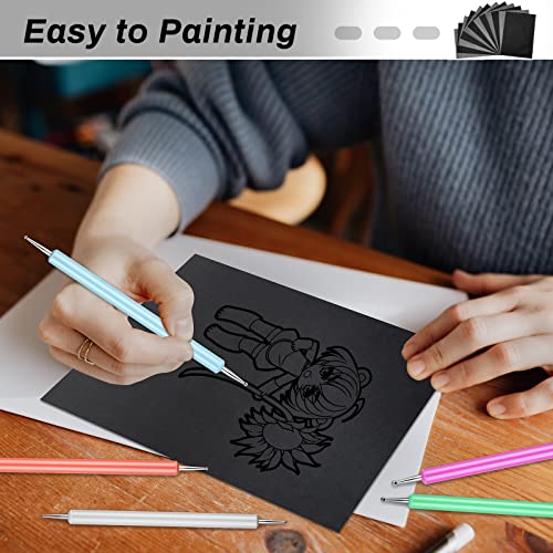 Carbon Transfer Copy Paper with Embossing Stylus Tool for Tracing, Cridoz 30 Sheets Graphite Transfer Tracing Paper with 5 Pcs Embossing Dot Tools for Tracing on Wood, Paper, Canvas (8.5 by 11 Inch)