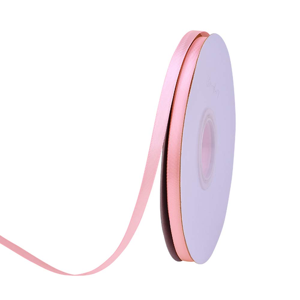Ribest 1/4 inch Light Pink Double Face Satin Ribbon 50 Yards Per Roll for Bouquet Gift Wrapping Hair Wedding Birthday