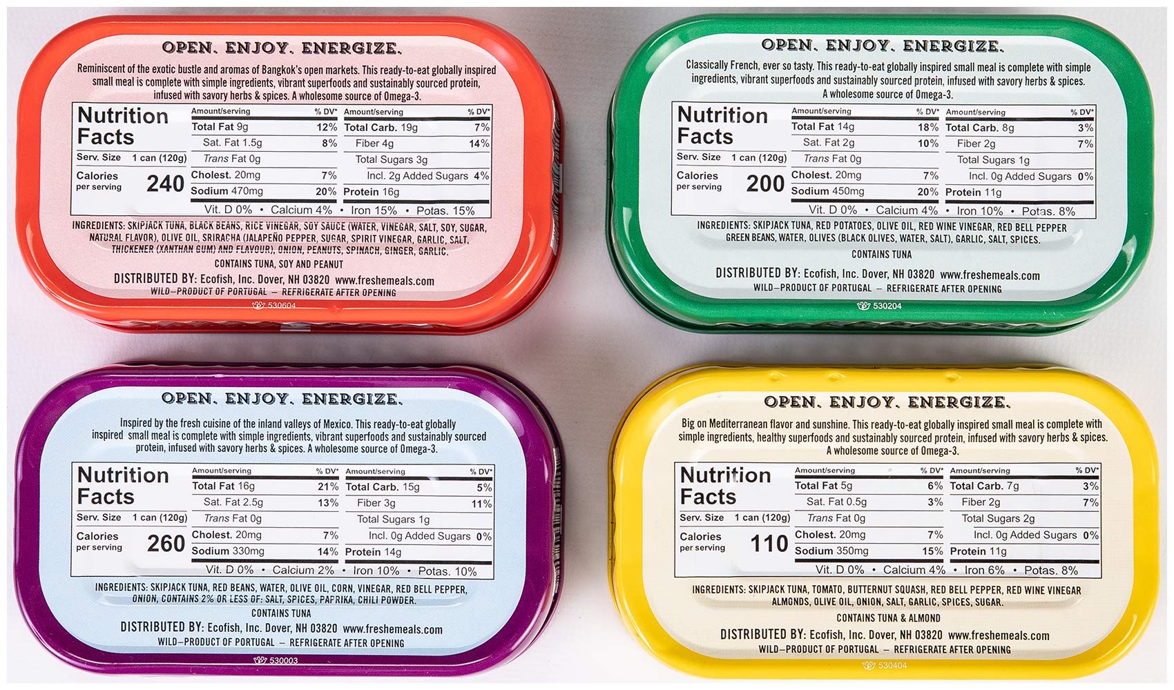 Freshé Gourmet Canned Tuna Variety Pack (4 Pack) Healthy High-Protein Skipjack Fish & Ready-to-Eat Meal – All-Natural, Non-GMO, Wild-Caught Tuna – Gluten Free Diet Friendly