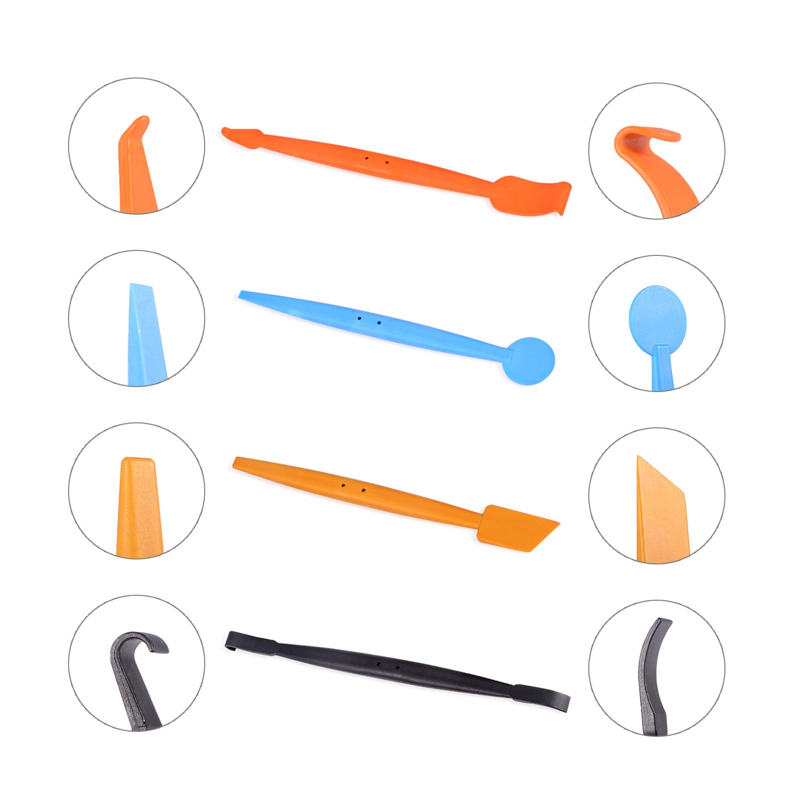 FOSHIO Car Vinyl Wrap Tool Kit 7 in 1 Flexible Magnetic Micro Stick Squeegee Curves Slot Tint Tool Kit with 14 Working Angles Fit for Installing All Contour Vehicle Wraps & Auto Stickers