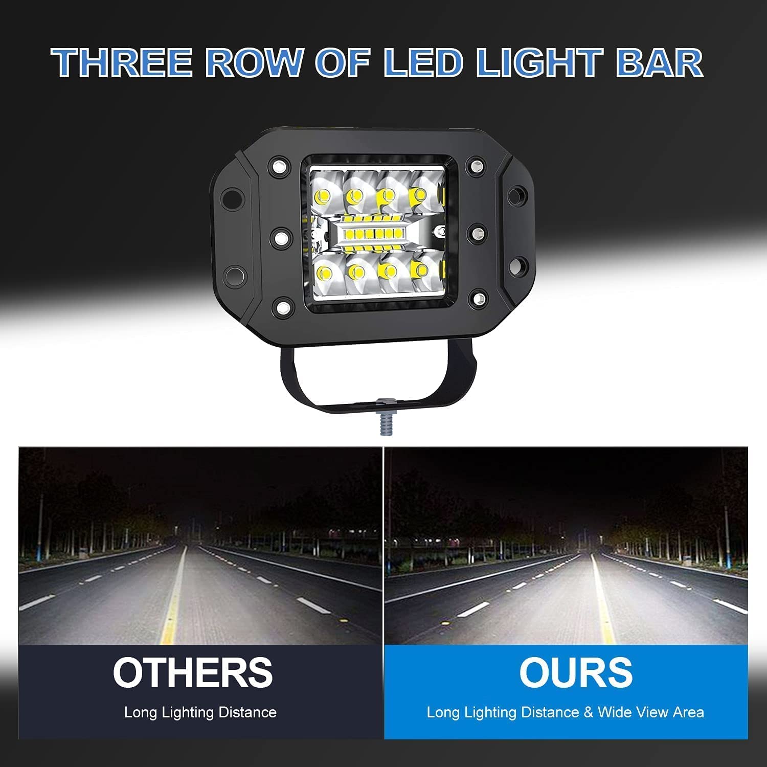 LED Light Bar TURBO SII 4Pcs 3x3 4.5inch LED Lights Cube Pods Flush Mount Spot Beam Offroad Backup Driving Lighting Front Bumper Bullbar Roof Rack for ATV UTV Pickup Jeep Truck Tacoma Chevy Silverado