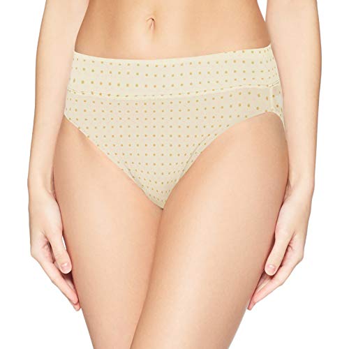 Warner's Women's No Pinching No Problems Dig-Free Comfort Waist Microfiber Hi-Cut 5138J, Body Tan Polka Dot Print, Medium
