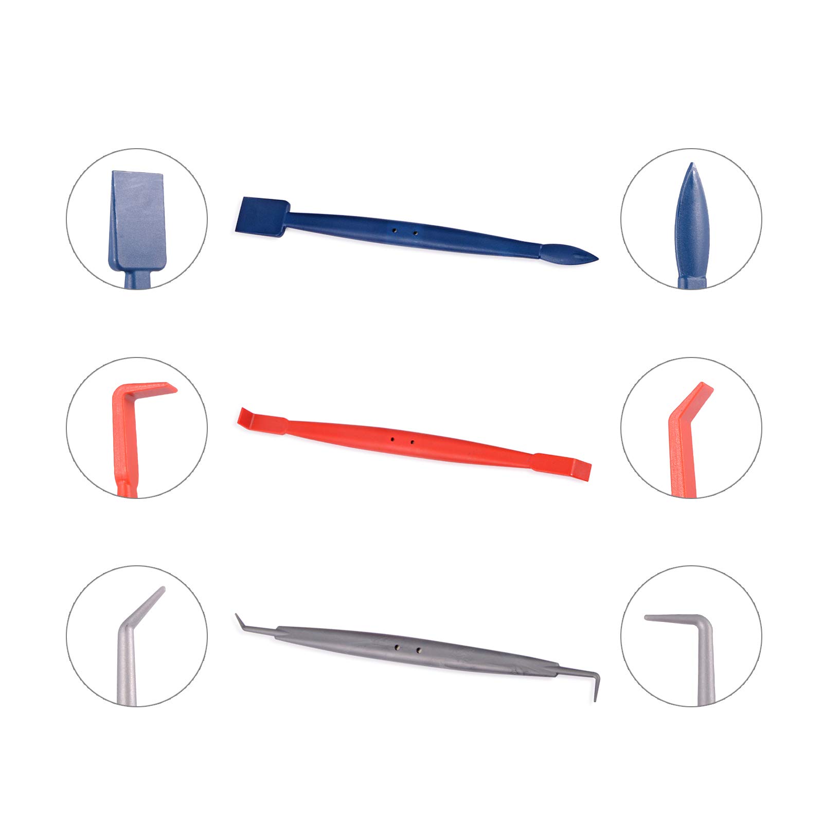 FOSHIO Car Vinyl Wrap Tool Kit 7 in 1 Flexible Magnetic Micro Stick Squeegee Curves Slot Tint Tool Kit with 14 Working Angles Fit for Installing All Contour Vehicle Wraps & Auto Stickers
