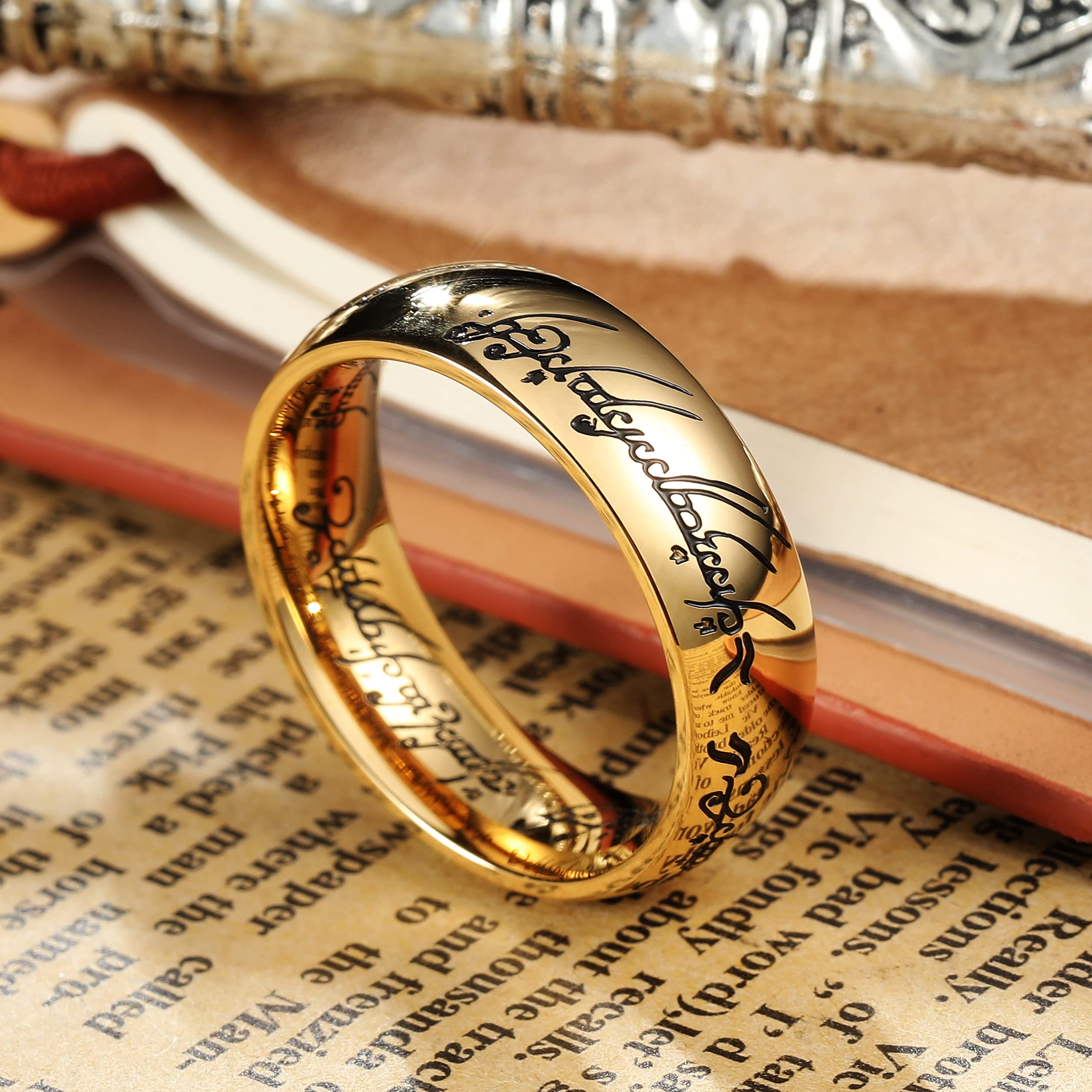 King Will 7mm One Ring for Men Lord Rings Magic Power Rings Gold Titanium Rings Wedding Band for Men Women Comfort Fit High Polished 9