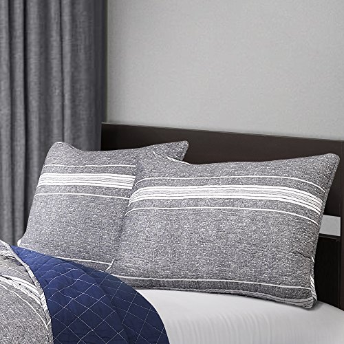 Lush Decor Lush Décor Martlon Stripe 3 Piece Quilt Set, Full/Queen, Gray