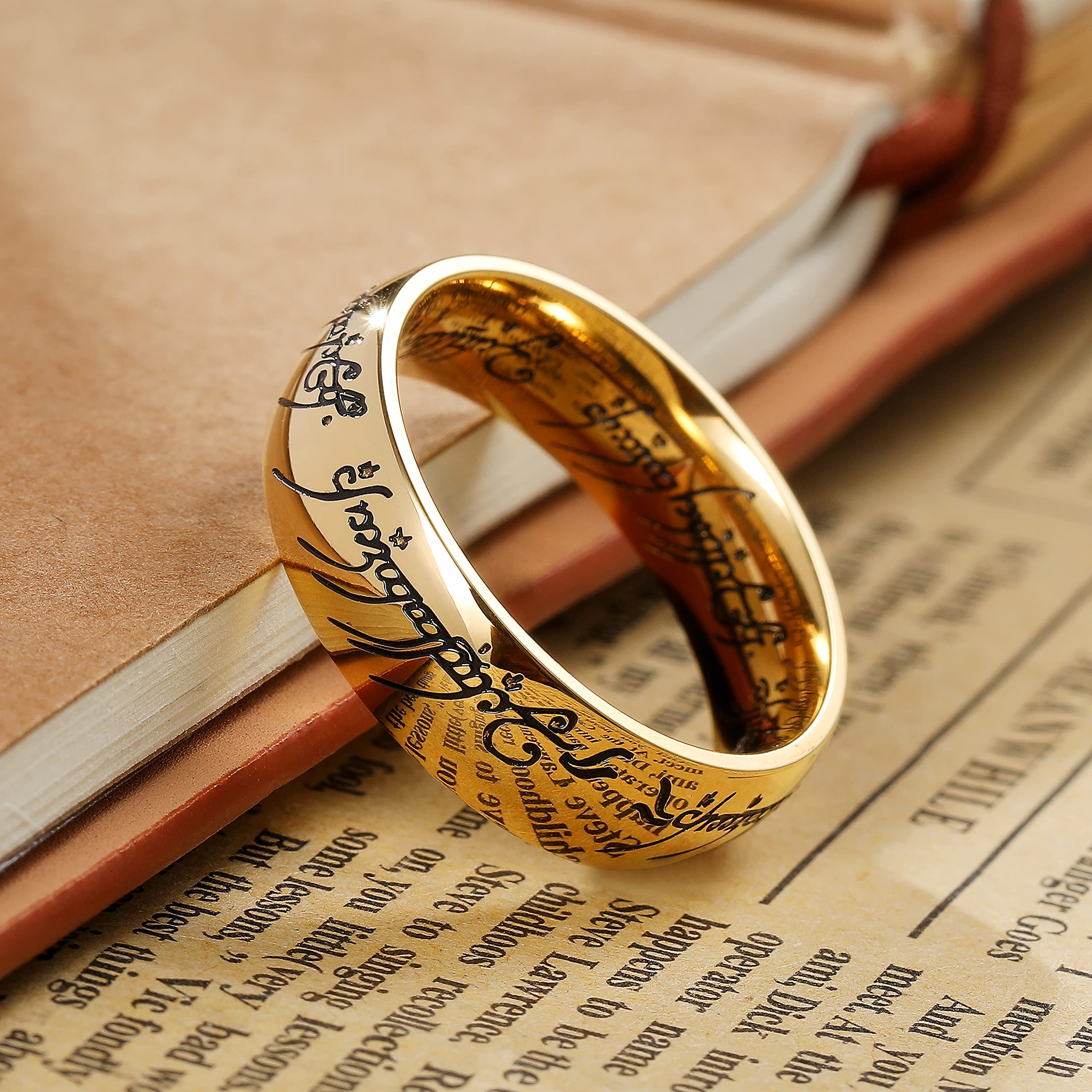 King Will 7mm One Ring for Men Lord Rings Magic Power Rings Gold Titanium Rings Wedding Band for Men Women Comfort Fit High Polished 9
